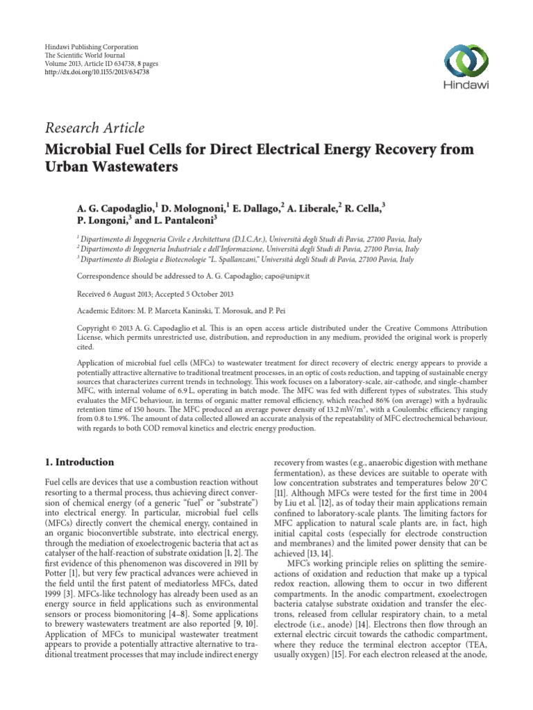 Microbial Fuel Cells For Direct Electric | PDF | Electricity | Chemistry