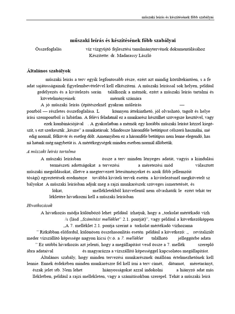Műszaki Leírás Szabályai | PDF