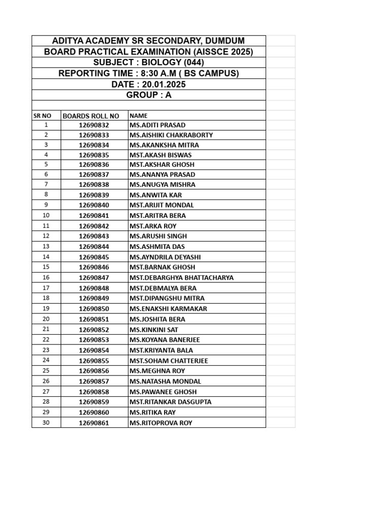 2025 Dumdum Biology Practical | PDF