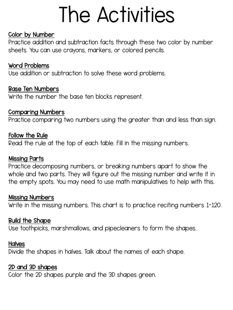 1st-Grade-Math-Packet-4 | PDF
