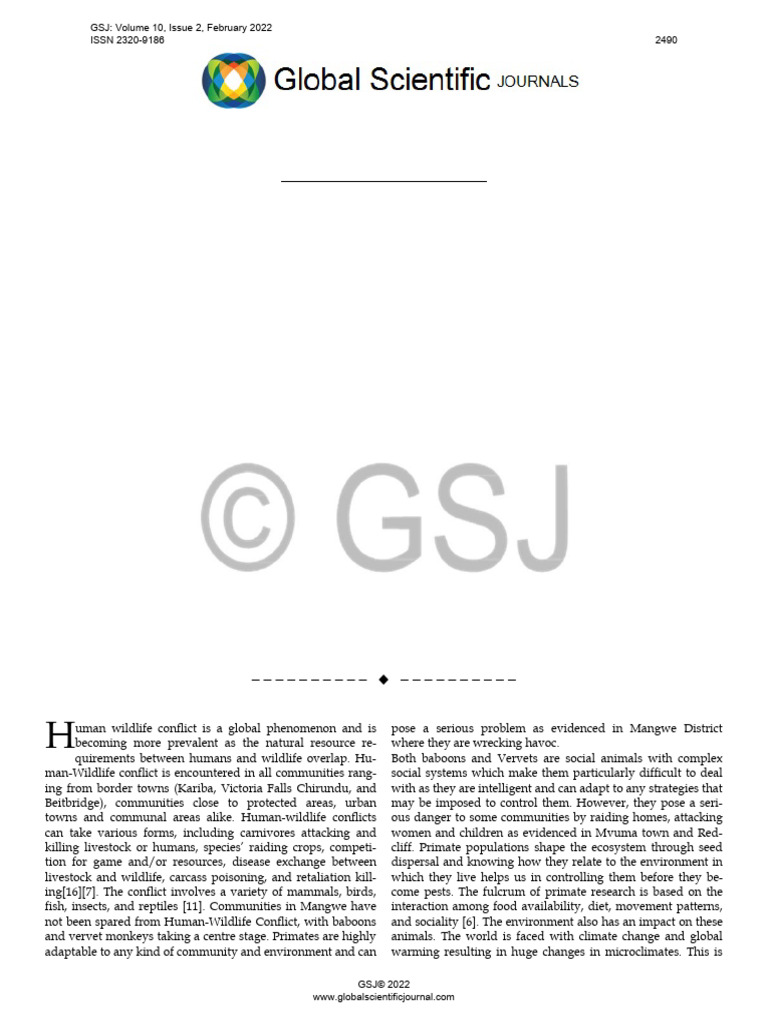 Human Wildlife Conflict HWC A Threat To The Food Security and ...