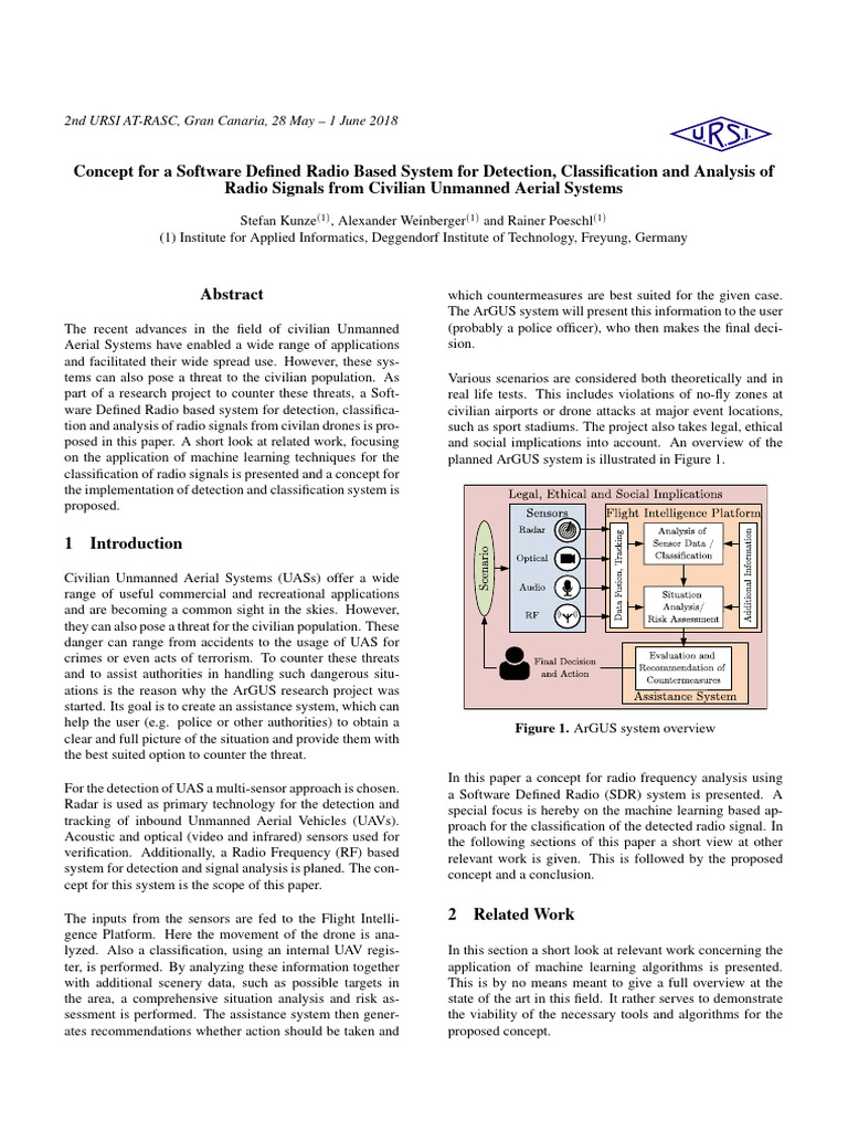 Concept for a Software Defined Radio Based System for Detection Classification and Analysis of ...