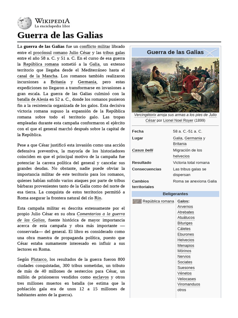 Guerra de las Galias: Conquista romana | PDF | Julio César | Guerras galas