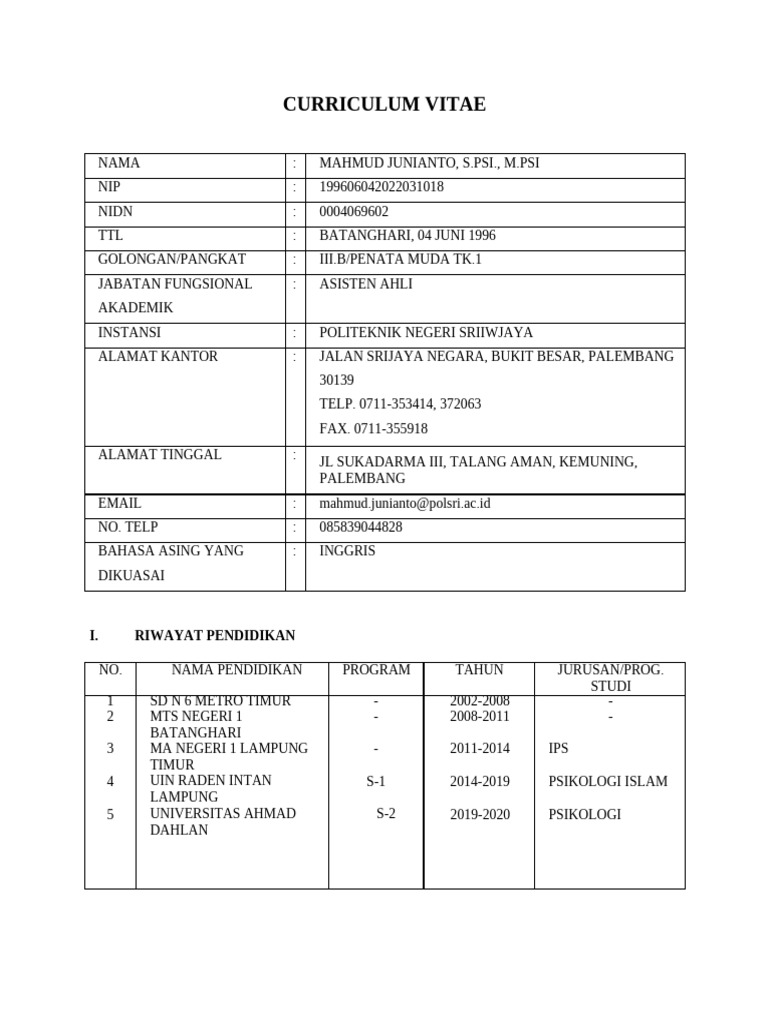 Biodata Mahmud | PDF