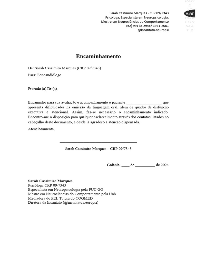 Cópia de Modelo de Encaminhamento - Docx - Documentos Google | PDF