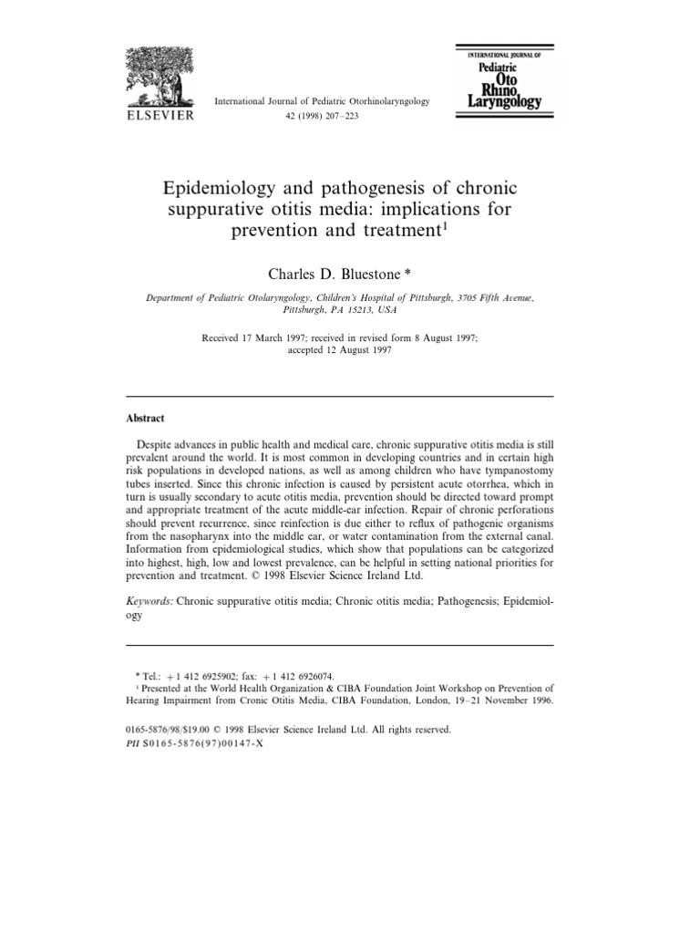 Epidemiology and Pathogenesis of Chronic Suppurative Otitis Media ...