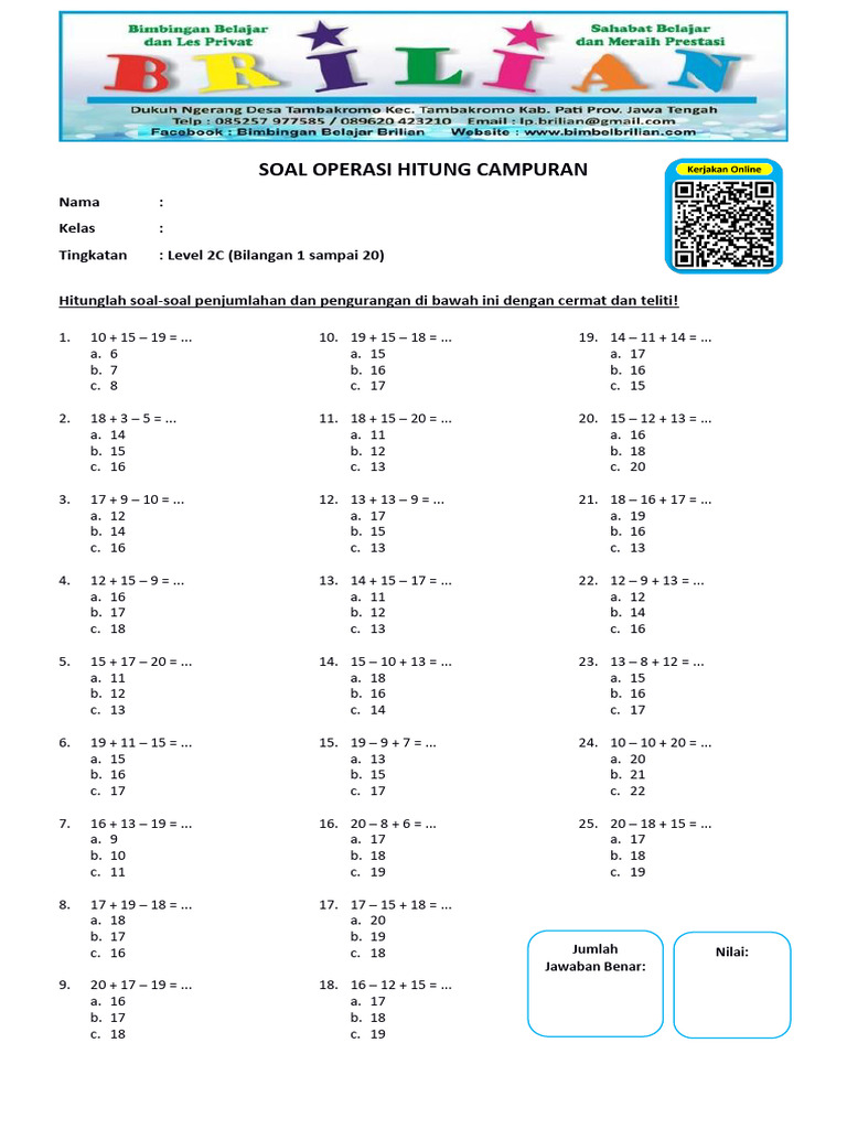 Soal Operasi Hitung Campuran Level 2C | PDF