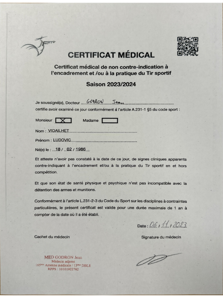 Certificat me_dical tir | PDF