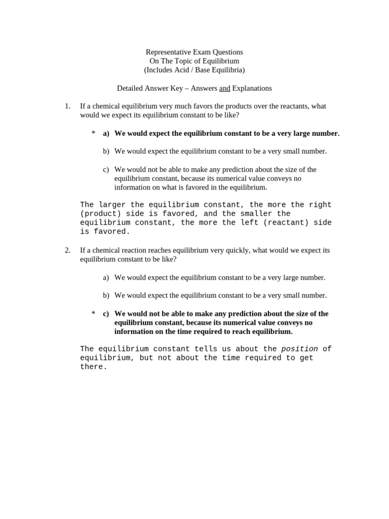 Equilibrium Exam Questions & Answers | PDF | Chemical Equilibrium ...