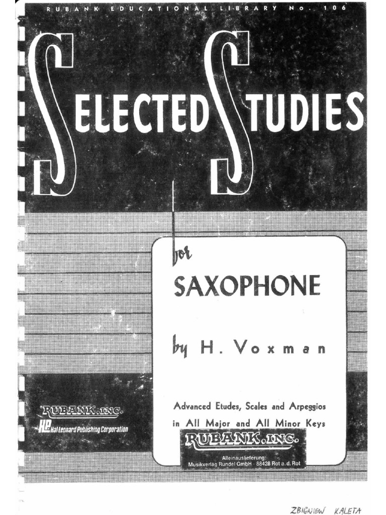 Voxman H Selected Studies For Saxophone1 | PDF