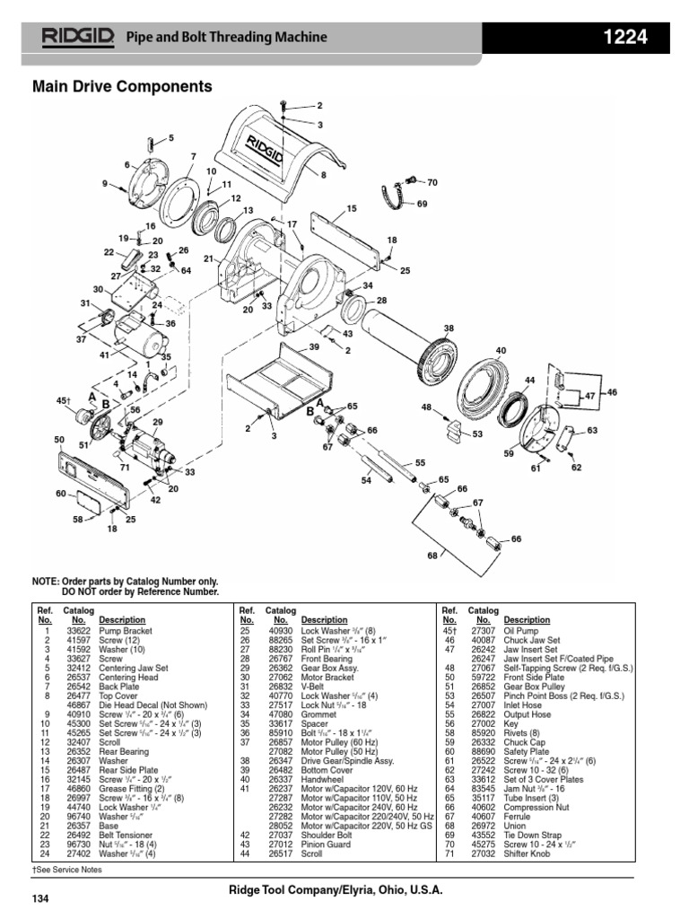 Vista Explodida Rosqueadeira RIDGID Mod. 1224 | PDF | Screw | Washer ...