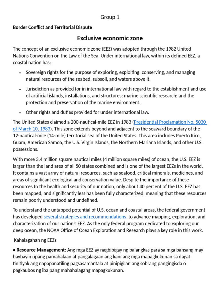 Territorial Dispute and Border Conflict | PDF | Exclusive Economic Zone ...