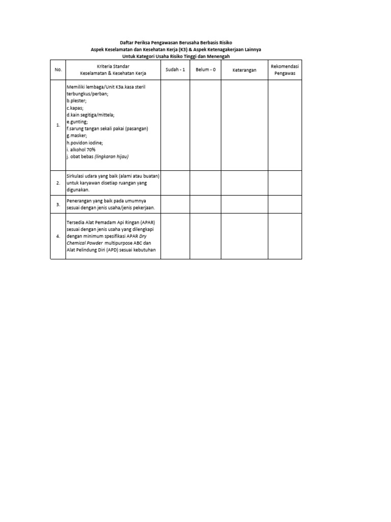 Matriks Penilaian LHK Dan Kemenaker | PDF
