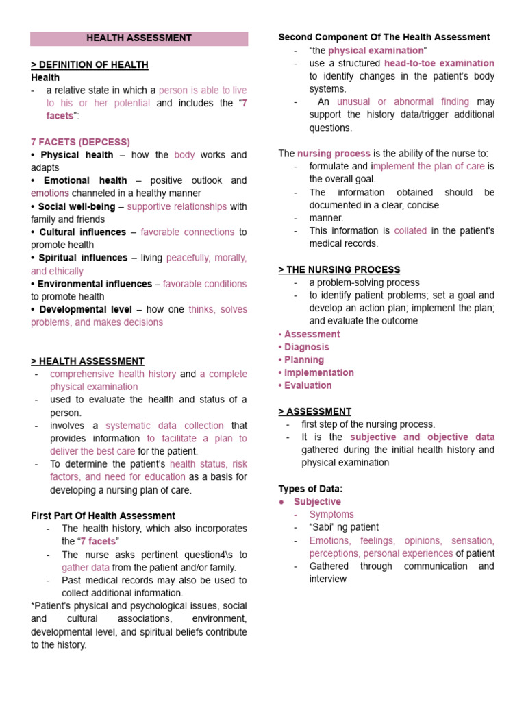 Comprehensive Health Assessment Guide | PDF
