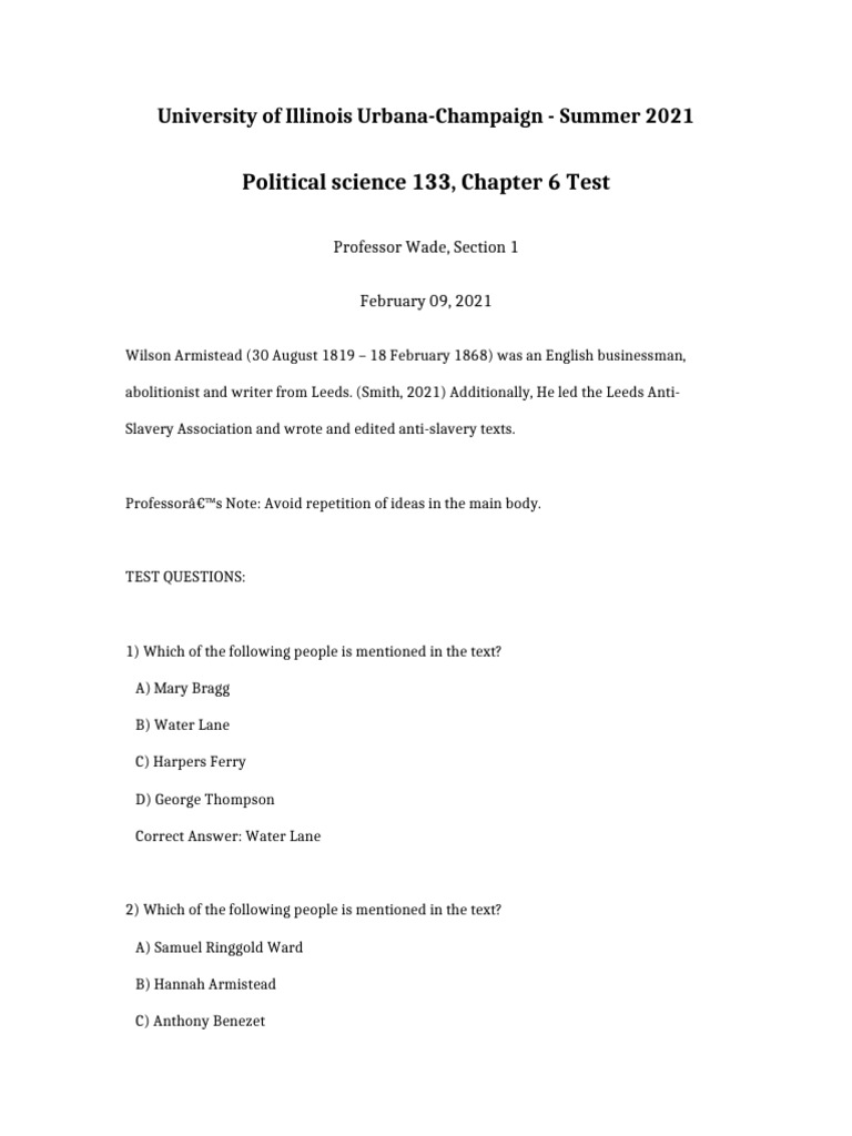 Political Science 133 Chapter 6 Test | PDF