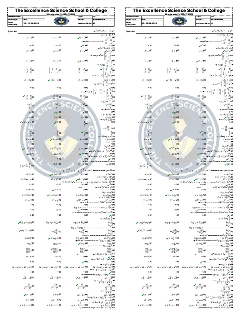 9th-Mathematics-Math Mcqs 5 Chap | PDF