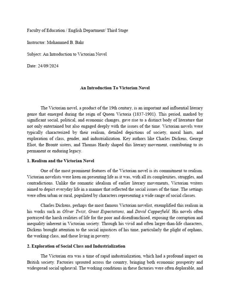 An Introduction To Victorian Novel | PDF | Victorian Literature ...