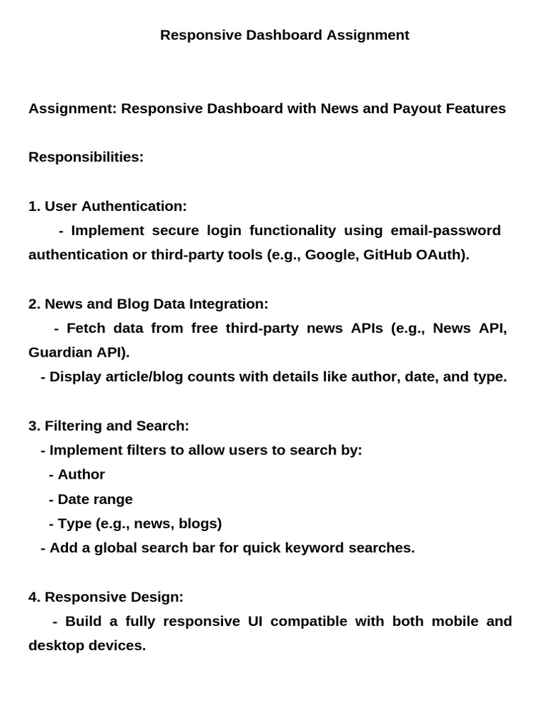 Responsive Dashboard Assignment | PDF | System Software | Software ...