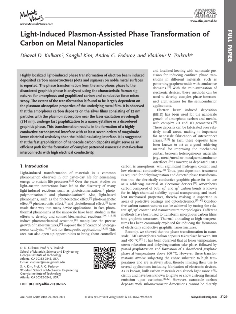 Light-Induced Plasmon-Assisted Phase Transformation of Carbon On Metal ...