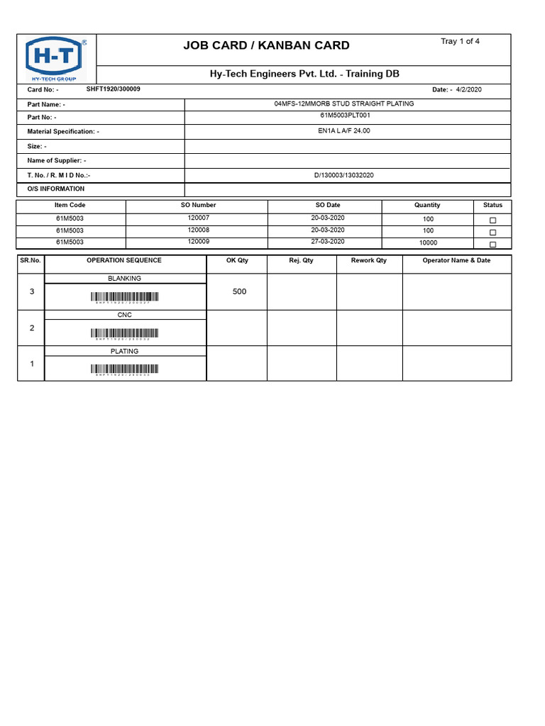 HYTECH JOB CARD New | PDF | Inventory | Operations Management