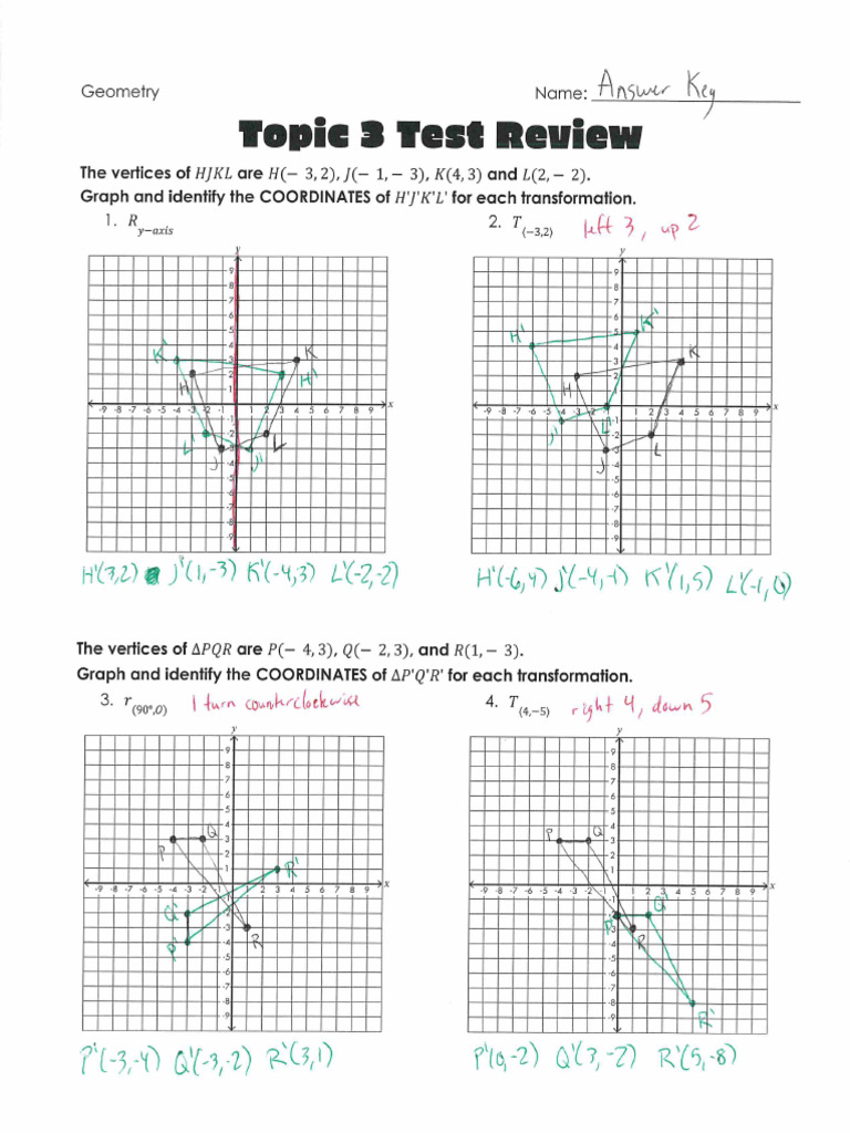 Topic 3 Test Review Answer Key Reg | PDF