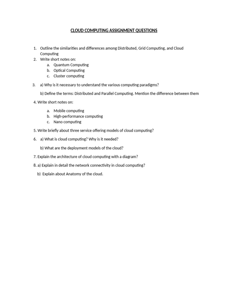 Cloud Computing Assignment Questions | PDF