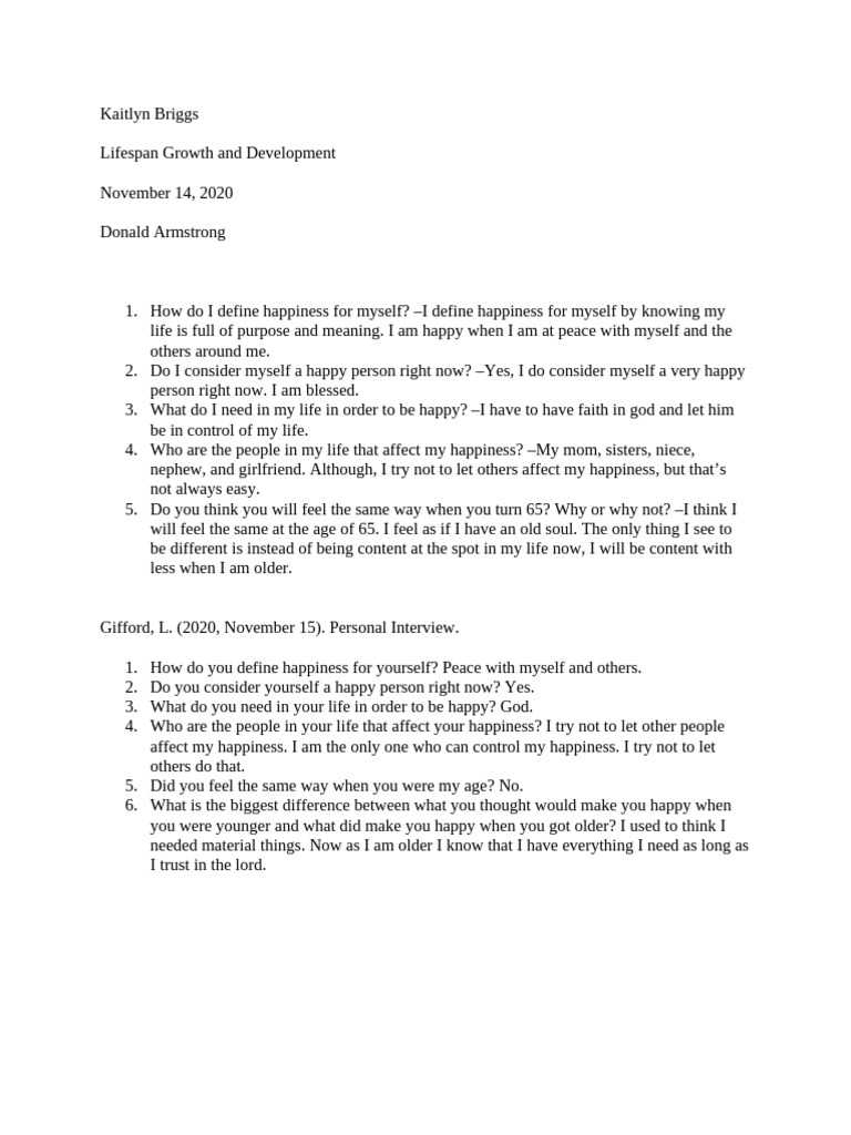 Kaitlyn Briggs-Defining Happiness Assignment | PDF