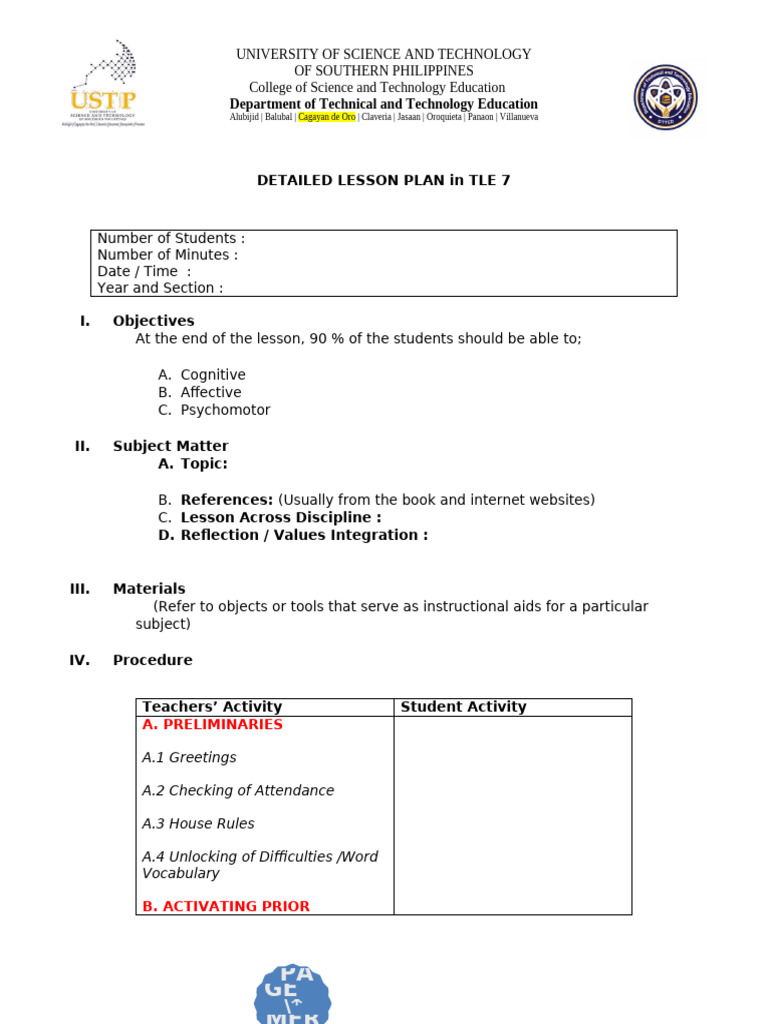 DETAILED LESSON PLAN Template | PDF | Lesson Plan | Science