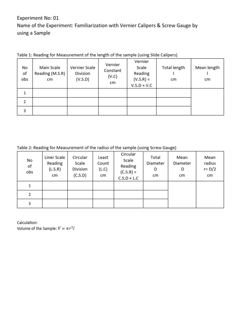 Physics Experiment Sheet-1 | PDF