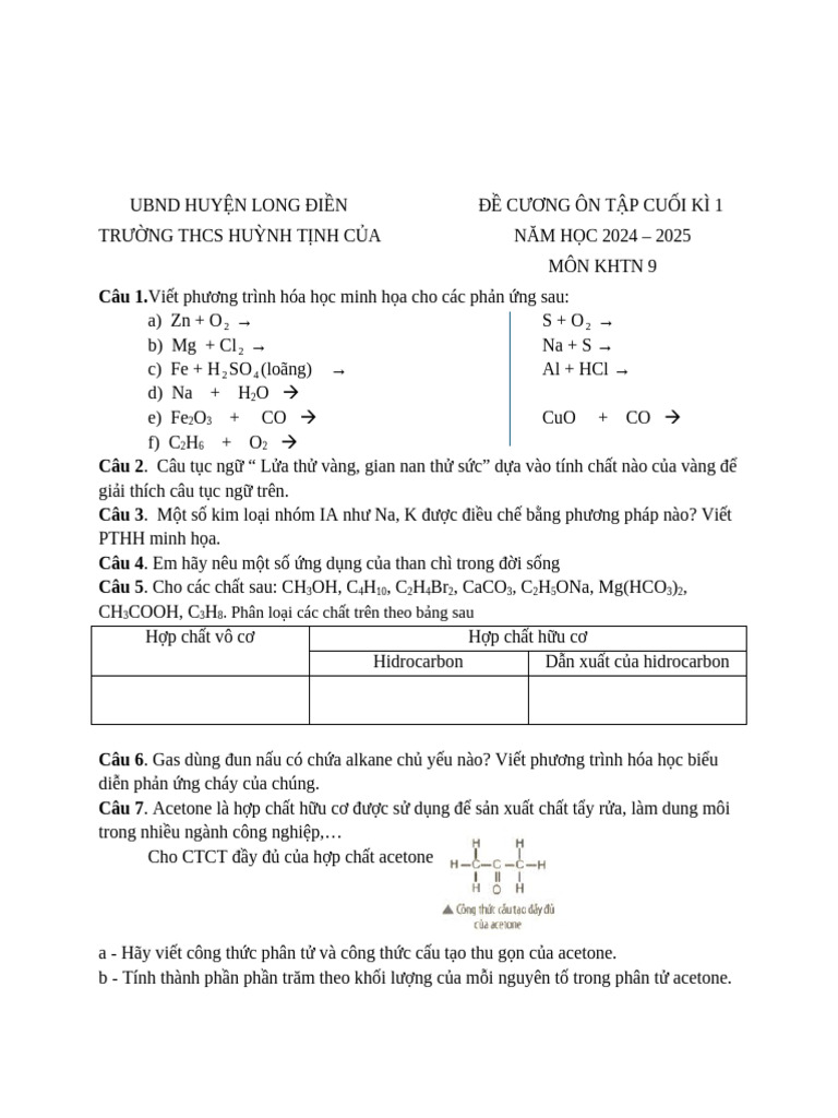 De Cuong On Tap Kiem Tra Hki Lop 9 | PDF