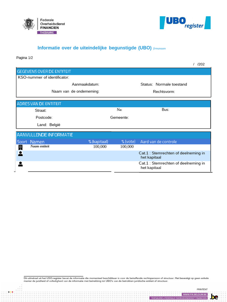 UBO Register Uittreksel Leeg | PDF