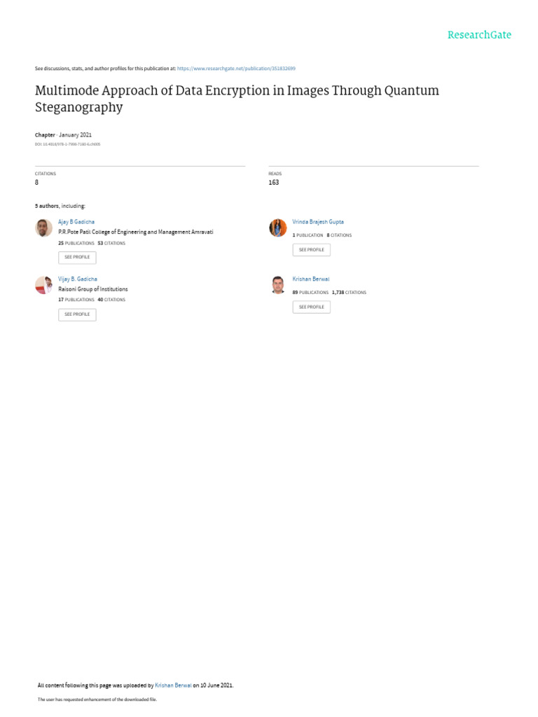 Multimode Approach of Data Encryption in Images Through Quantum Steganography | PDF ...