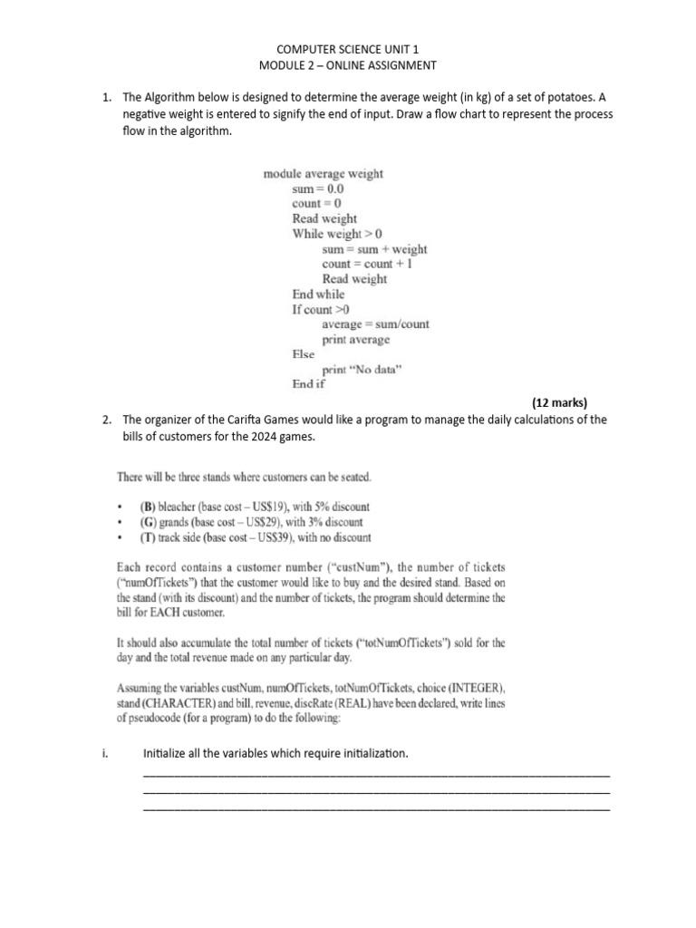 Algorithm and Program Design Assignment | PDF | Applied Mathematics ...