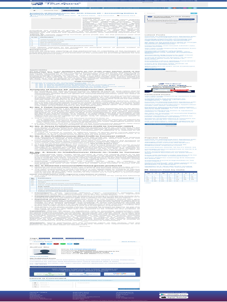 Taxguru in Income Tax Analysis Revised Form No 3cdause 40 Accounting ...