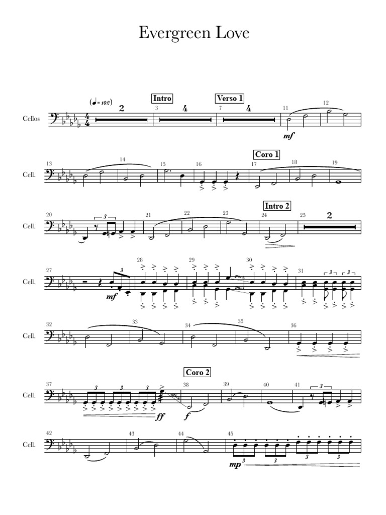 Evergreen Love - Cellos | PDF