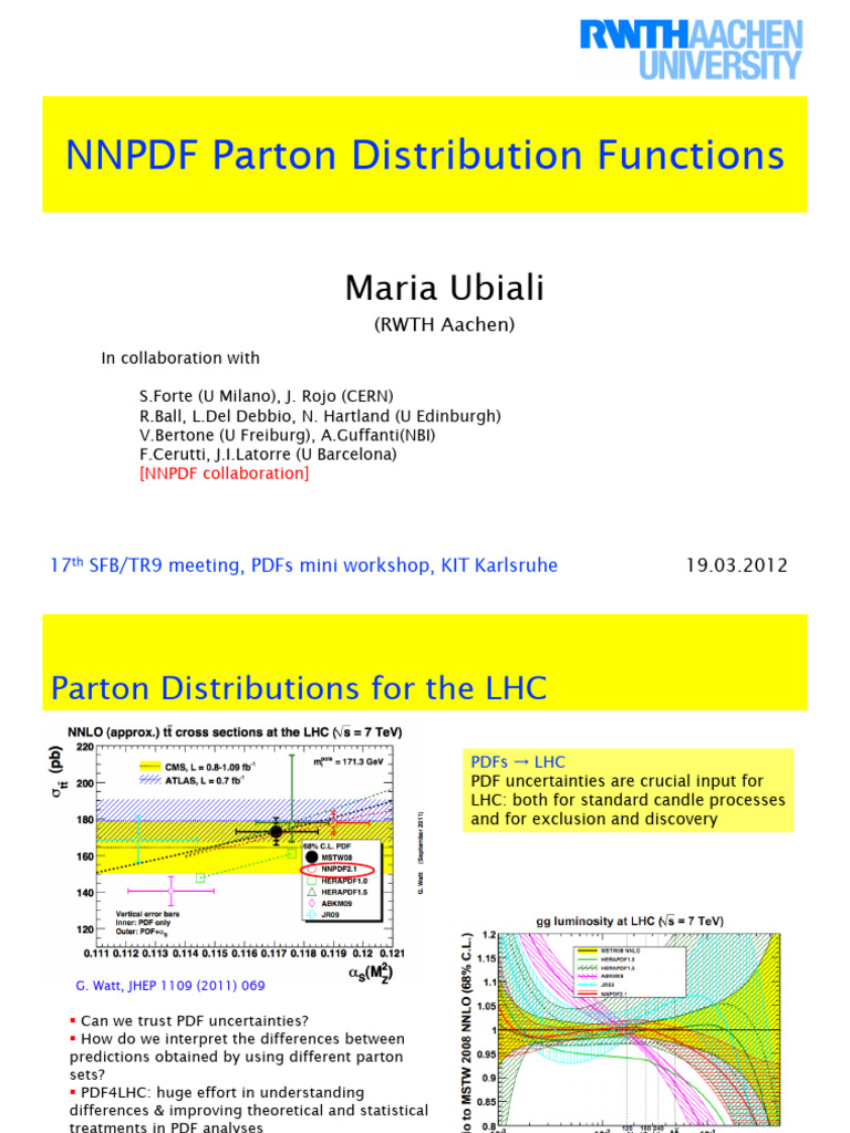 Nnpdf Parton Distribution Functions Pdf Atlas Experiment Large Hadron Collider