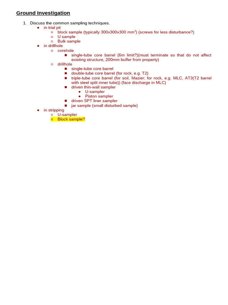 Questions On Ground Investigation | PDF