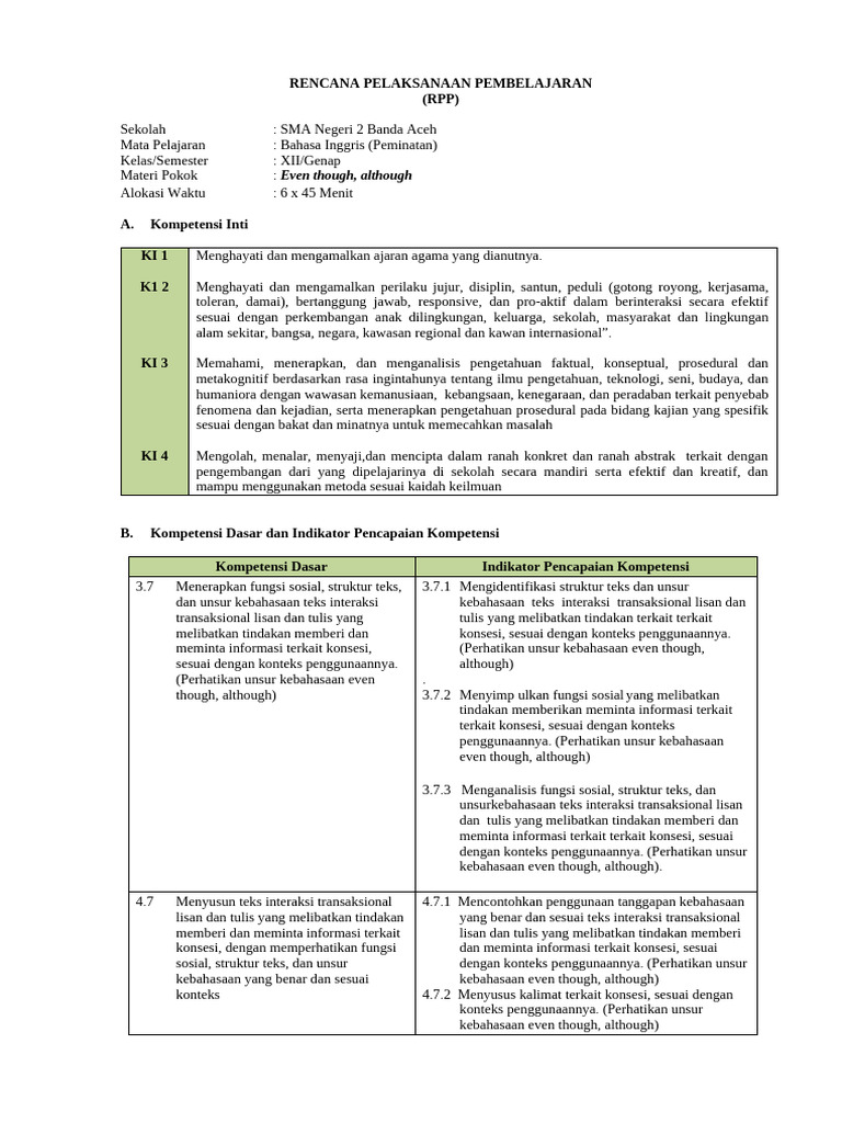 RPP B.ingp Xii KD 3.7 | PDF