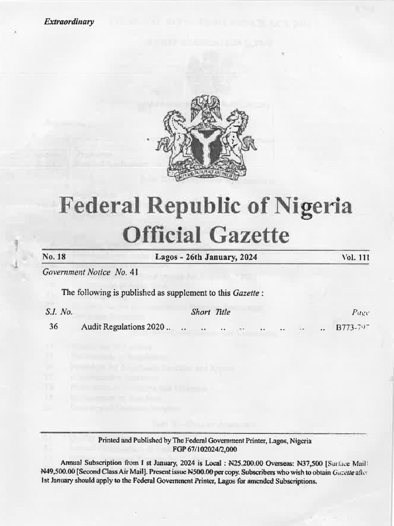 S.I. No. 36 - Audit Regulations, 2020 | PDF