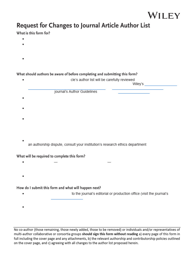 Authorship Change Form As | PDF