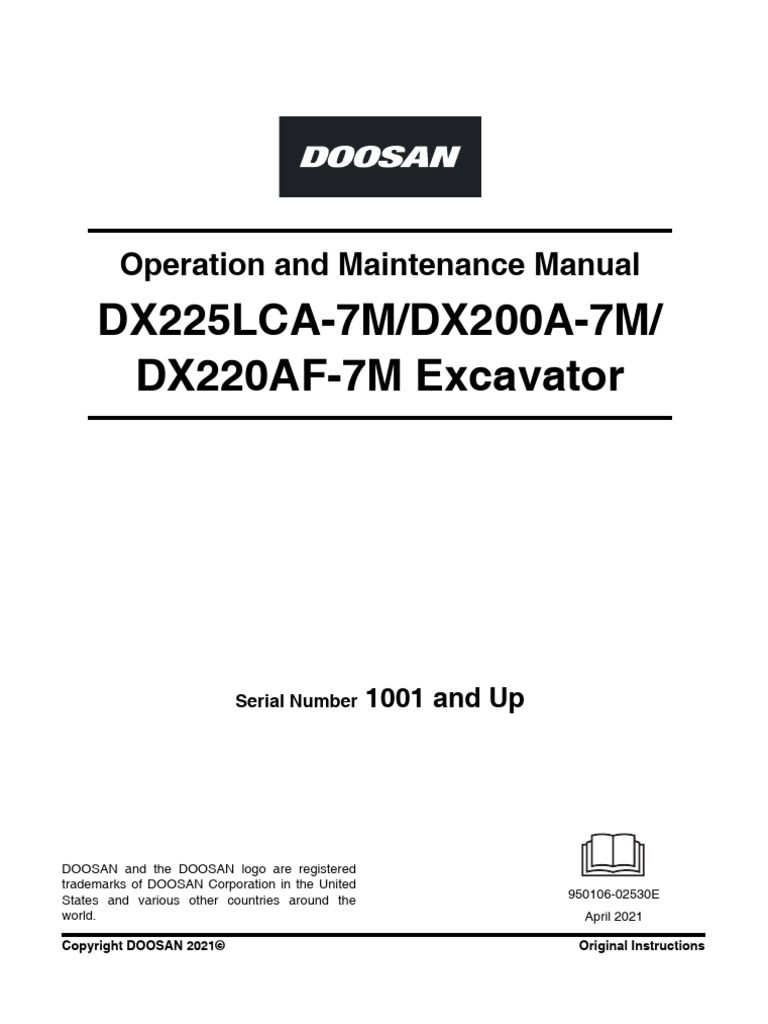 Om Dx225lca-7m Dx200a-7m Dx220af-7m Operation Manual (950106-02530e) en | PDF | Personal ...