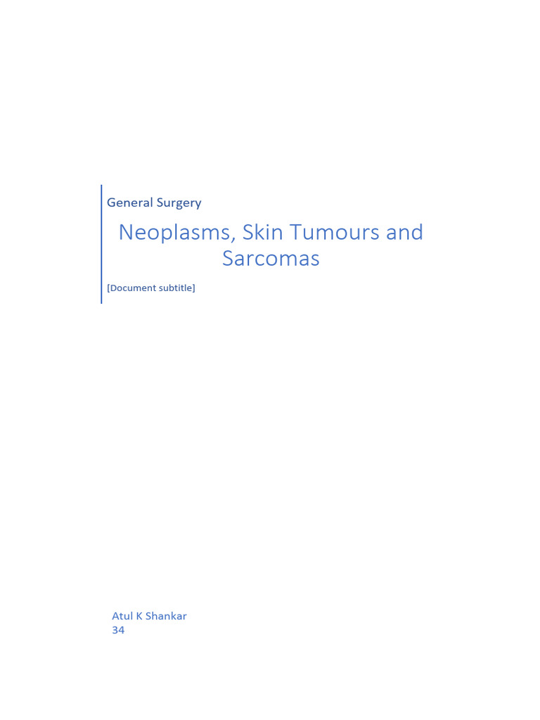 Neoplasm, Skin Tumor, Sarcoma | PDF | Neoplasms | Carcinoma