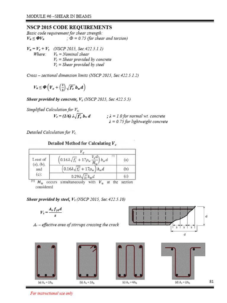 Shear Reinforcement in Beams (NSCP 2015) | PDF | Beam (Structure ...