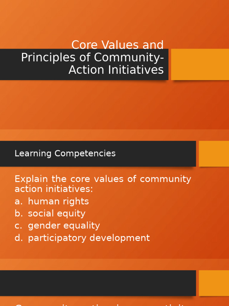 Core Values and Principles of Community-Action Initiatives | PDF ...