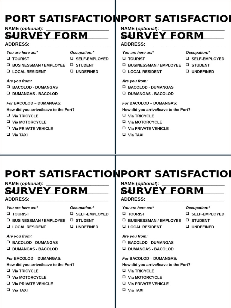 Questionnaire | PDF | Land Transport | Transport