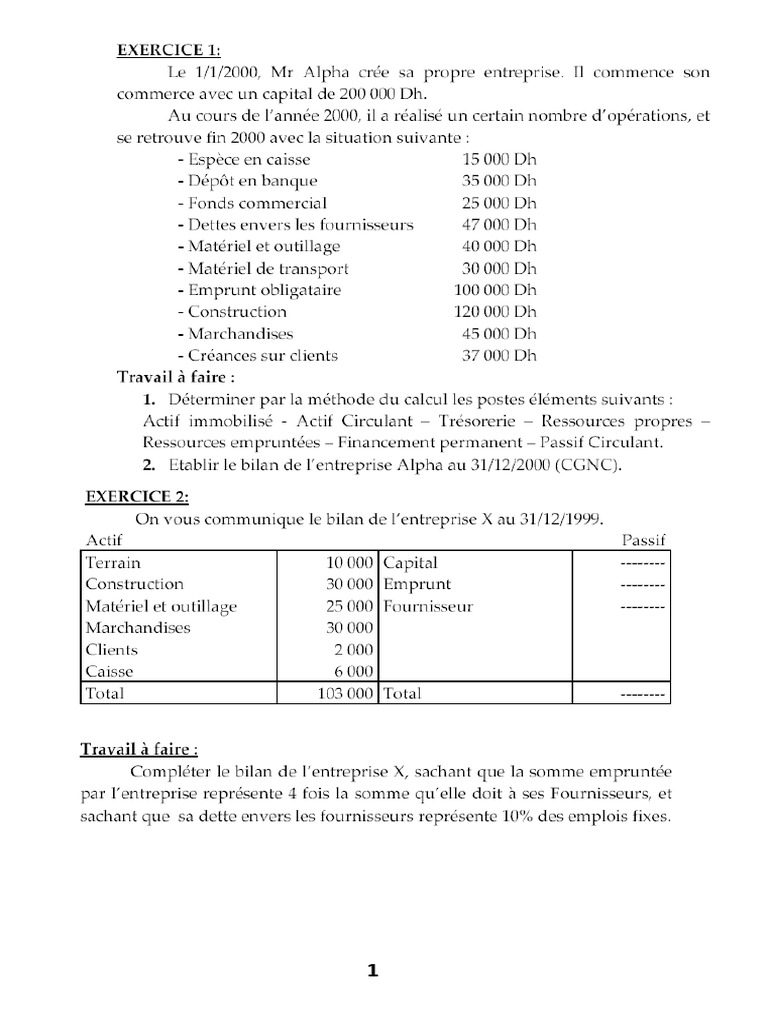 exercice corrige bilan | PDF