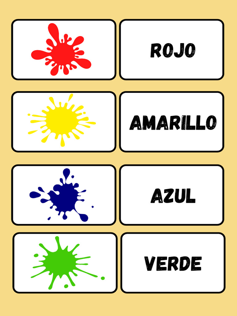 Colores Vocabulario Flashcards | PDF
