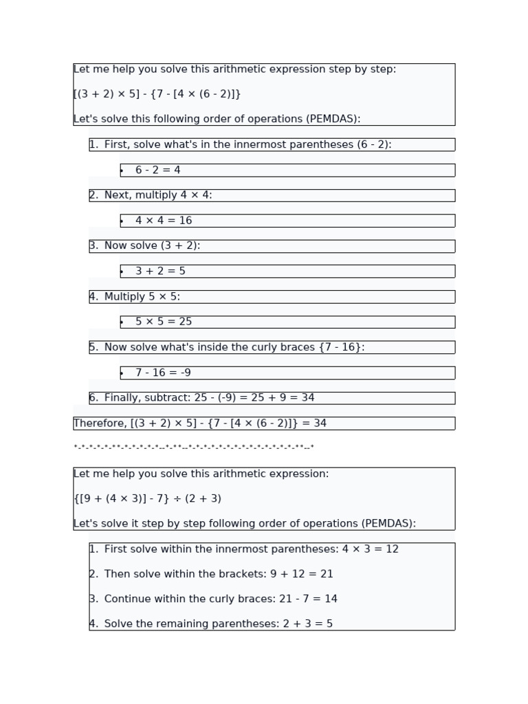 Let Me Help You Solve This Arithmetic Expression Step by Step | PDF ...