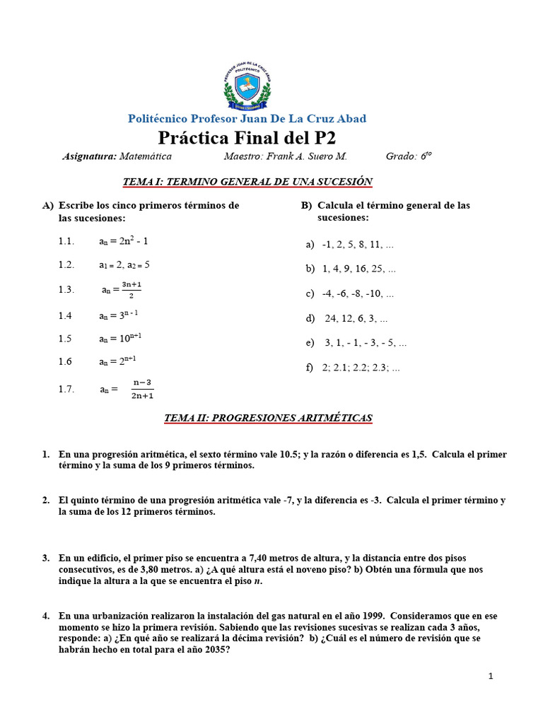 Pràctica P2 6to | PDF | Análisis matemático | Matemáticas