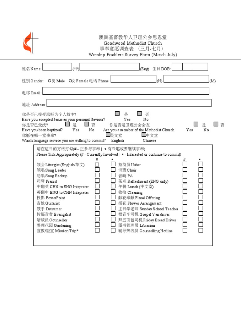 Goodwood Church Worship Survey Form | PDF